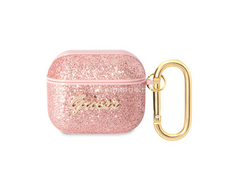 Torbica Guess za Airpods 3 PU Glitter Flake pink (GUA3HGGSHP)