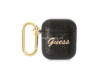 Torbica Guess za Airpods 1/2 PU Glitter Flake crna (GUA2HGGSHK)