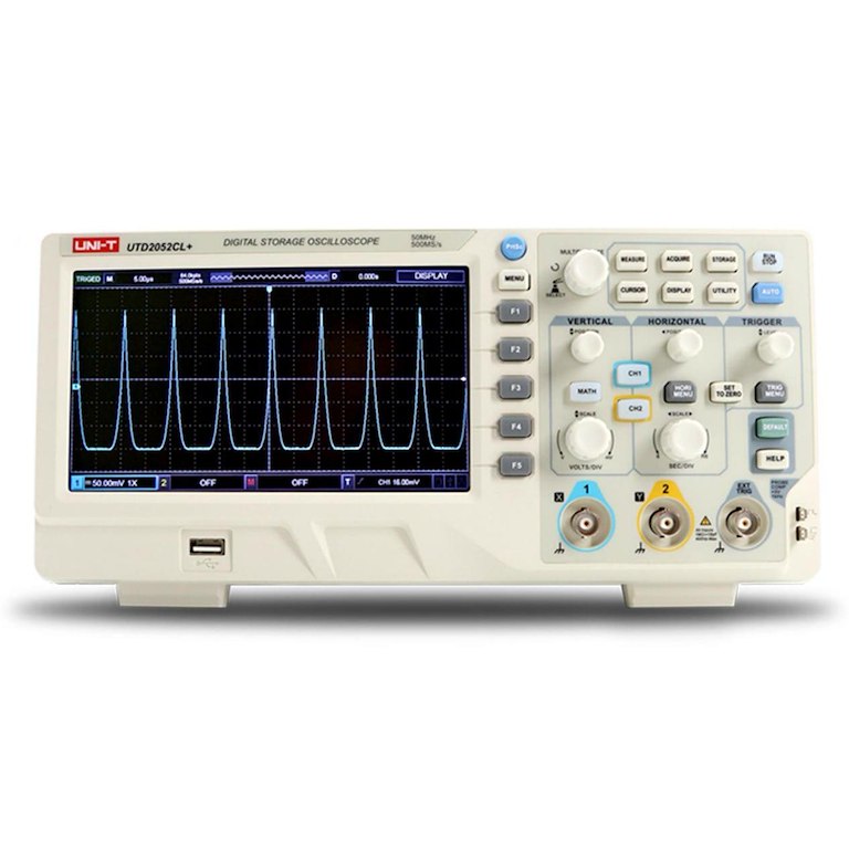 UTD2052CL+ | UNI-T, Digital Storage Oscilloscope 2-channel 50MHz 500MS/s 64kpts 7" Display