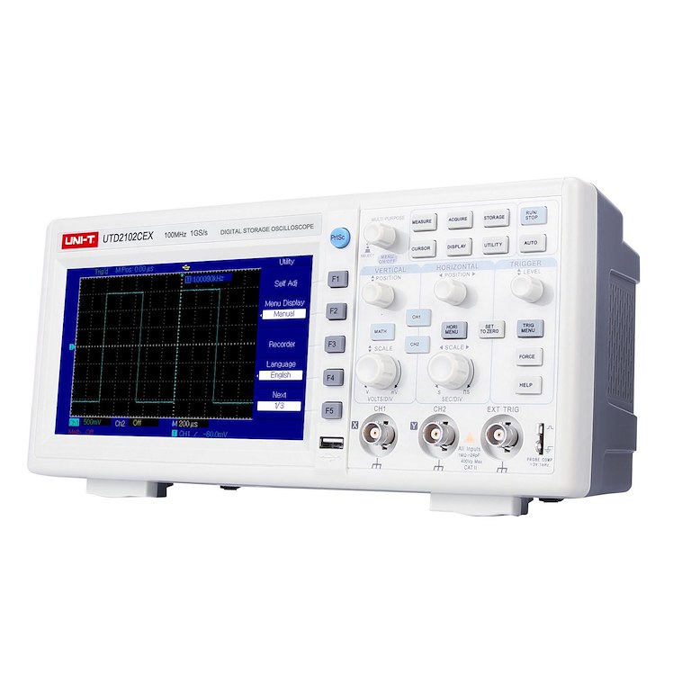 UTD2102CEX+ | UNI-T, Digital Storage Oscilloscope 2-channel 100MHz 1GS/s 64kpts 7" Display