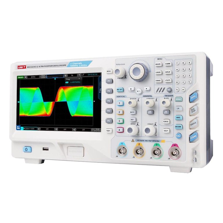 MSO3504E | UNI-T, Digital Storage Oscilloscope 4-channel 500MHz 2,5GS/s 70Mpts 8" Display