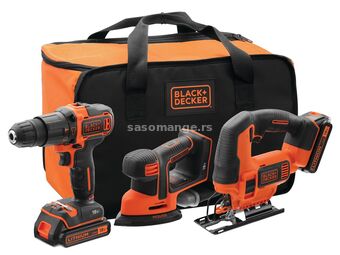 BLACK &amp; DECKER Set aku alata/ Udarna bušilica + ubodna testera + brusilica 18V 1/5 Ah BCK31S1S