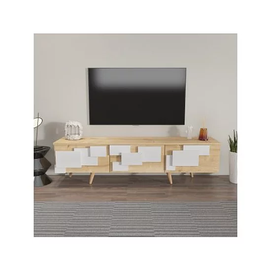 HANAH HOME TV POLICA 3 D OAK WHITE CENA