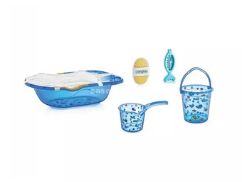 BABY ZEN SET ZA KUPANJE 6 DELOVA BLUE (kadica, podloga,termometar, sundjer, bokal, kofica)