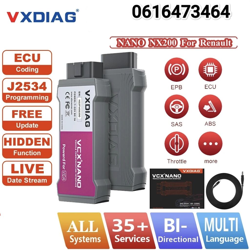 Novo - vxdiag nano nx200 za renault obd2 dijagnostika vxdiag nano