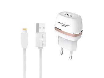 Kucni punjac KONFULON C25+S05 USB 5V 1A sa iPhone lightning kablom beli