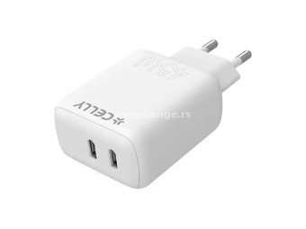 CELLY Kućni punjač ProPower od 45W sa 2 USB C konektora (TC2USBC45WWH)