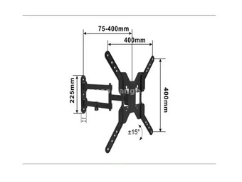 ALPHA Nosac za TV, 26''-55'', do 45kg, Tilt:-20 to +20, Rotacija: 90, VESA: 400x400, 70-460mm ...