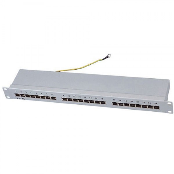 Patch panel 19&quot;/1U sa 24 RJ-45 STP kat. 6 Fully Shielded, Krone LSA, držač kablova sa zadnje CRNI