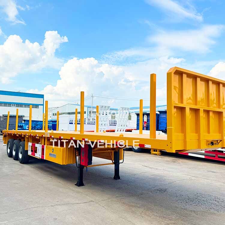 Nova 3 Axle Flatbed Trailer wilth Columns Wood Steel Pipe Transport T poluprikolica sa ravnom platformom