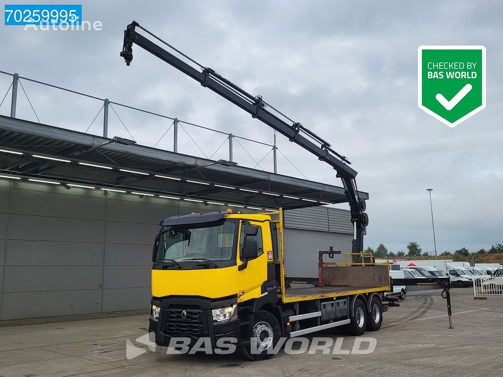 Renault C 380 6X4 Hiab 166 D-4 Hiduo Kran Crane Steelsuspension Euro 6 kamion s ravnom platformom