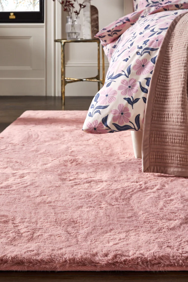 Pink Plush Faux Fur Rug