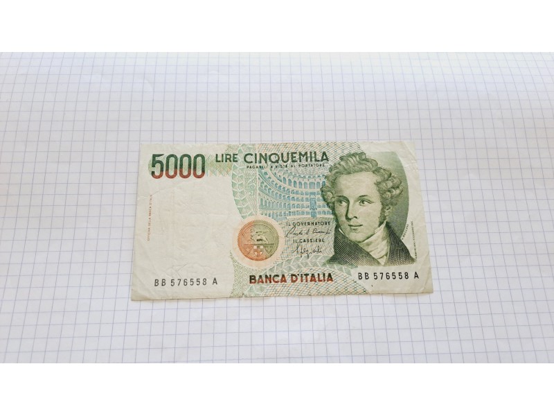 ITALIA 5000 LIRA 1985 GODINA