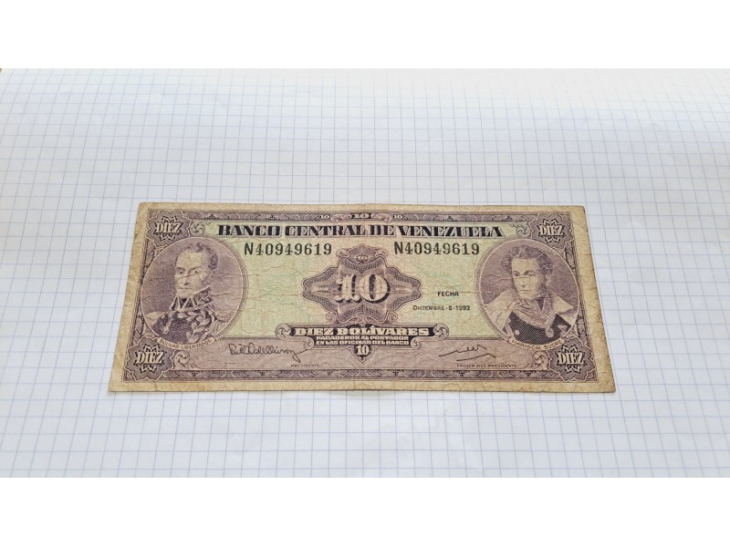 VENECUELA 10 BOLIVARES 1992 GODINA