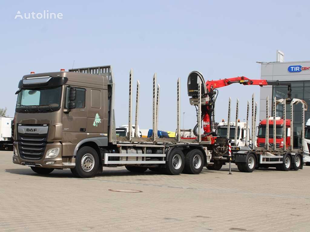 DAF XF 530, 6X4, PALFINGER kamion za prevoz drva + šumarska prikolica