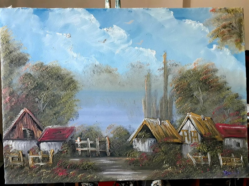 selokraj morave 70x50cm ulje na platnu