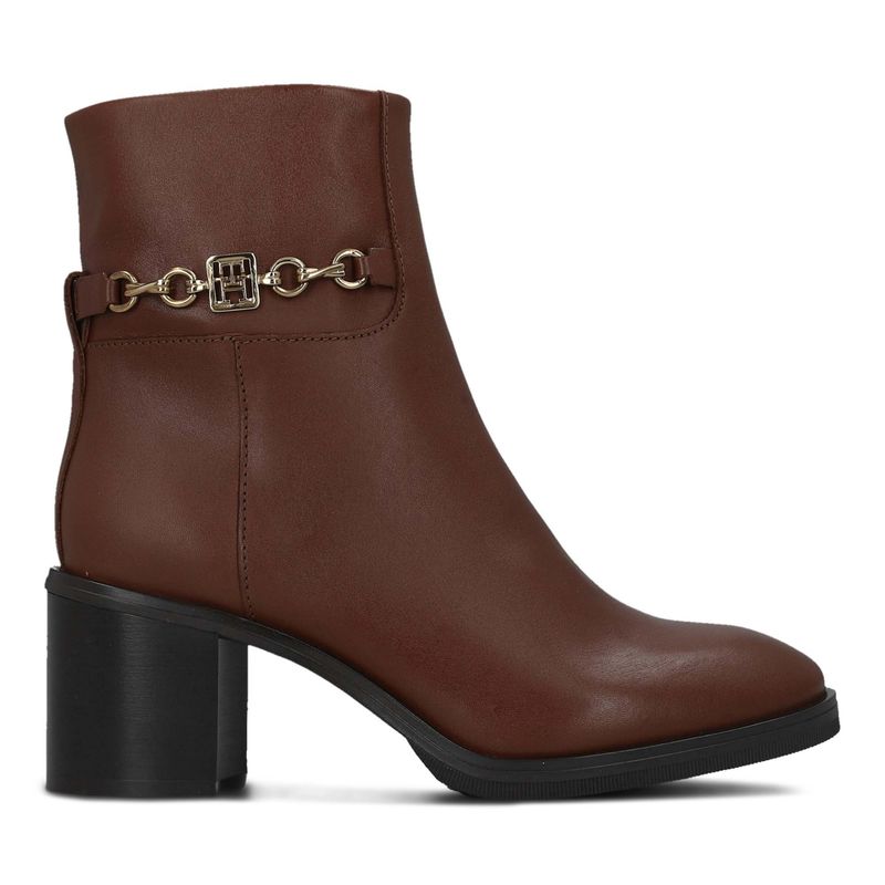 Ženske čizme Tommy Hilfiger Th Chain Leather Mid Heel Bootie