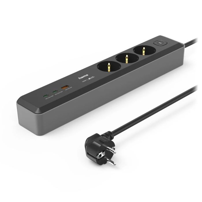 Distributer 3 uticnice, 2xUSB-C/1xUSB-A 100W, PD prekidac, 1.4m, crni