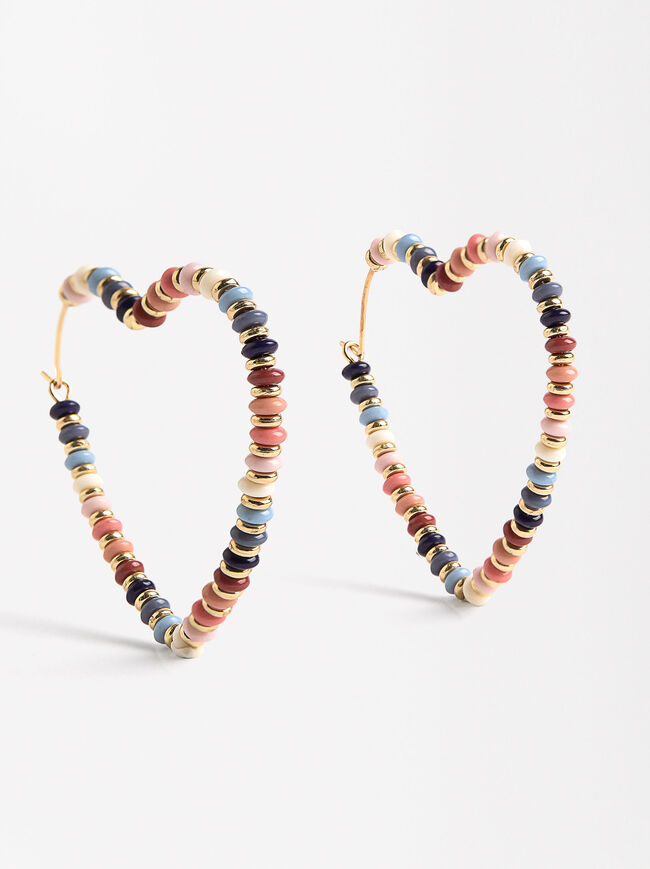 Multicolor Heart Hoops Earrings