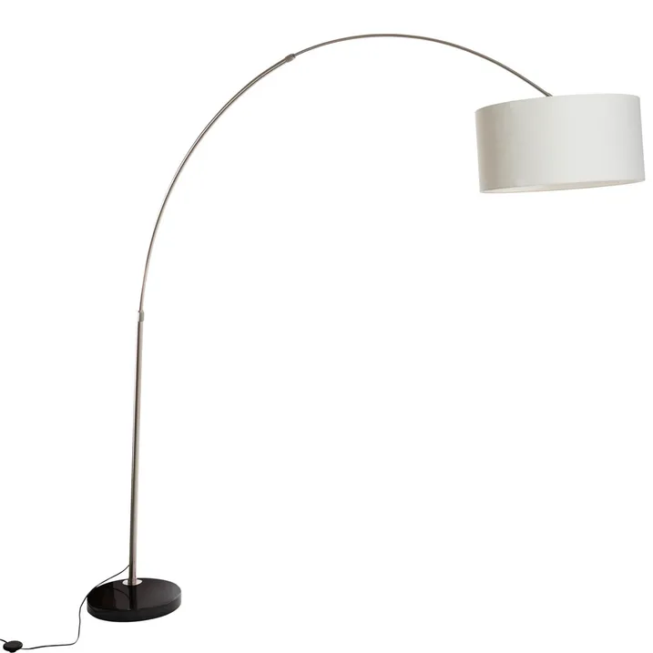 Lukovičasta lampa od čelika sa platnenim abažurom bele boje 50 cm - XXL