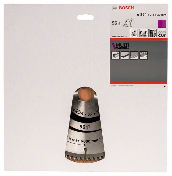 Bosch list kružne testere Multi Material 254 x 30 x 3,2 mm; 96Z (2608640451)