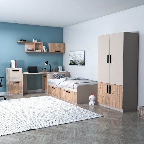 Newra - Komplet nameštaja za mladu sobu u bež boji, Atlantic Pine Beige