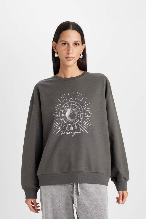 DEFACTO DFC - RELAX FIT CREW NECK PRINTED SWEATSHIRT