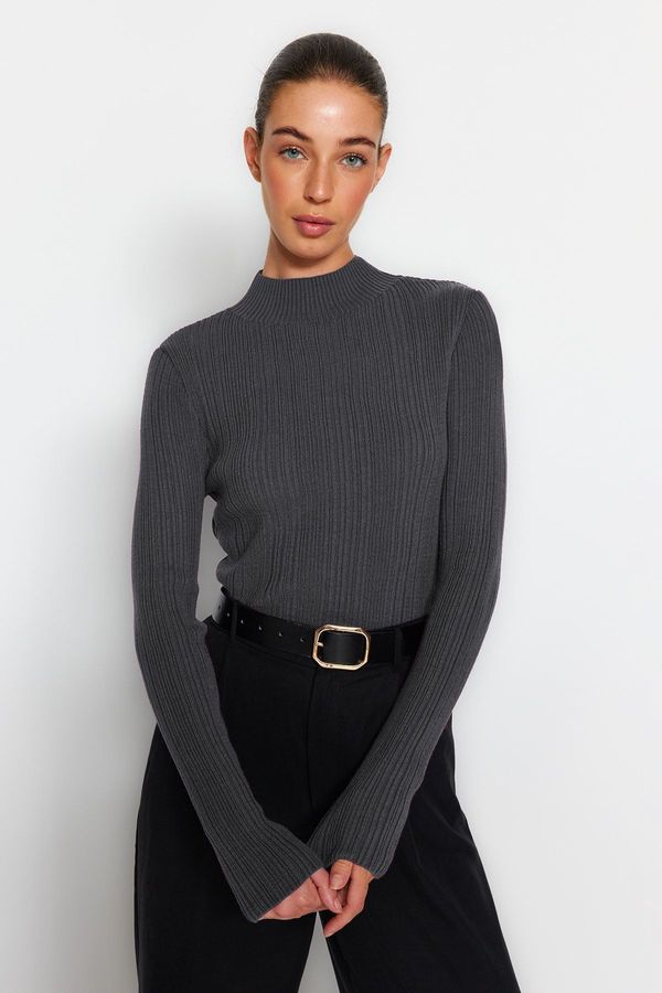 TRENDYOL ANTHRACITE STAND-UP COLLAR KNITWEAR SWEATER