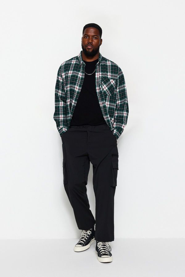 TRENDYOL BLACK JOGGER TECHNICAL PARACHUTE FABRIC PLUS SIZE TROUSERS