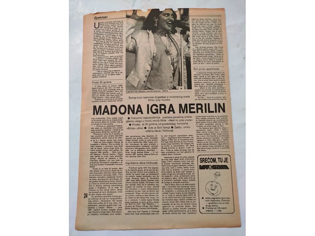 Č/ Madona - Madona igra Merilin / 8 Novosti