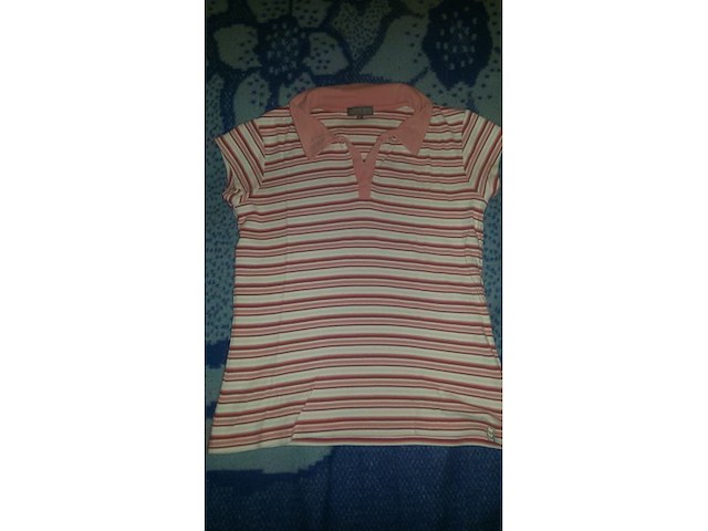 Rozo bela polo majica na pruge M/L