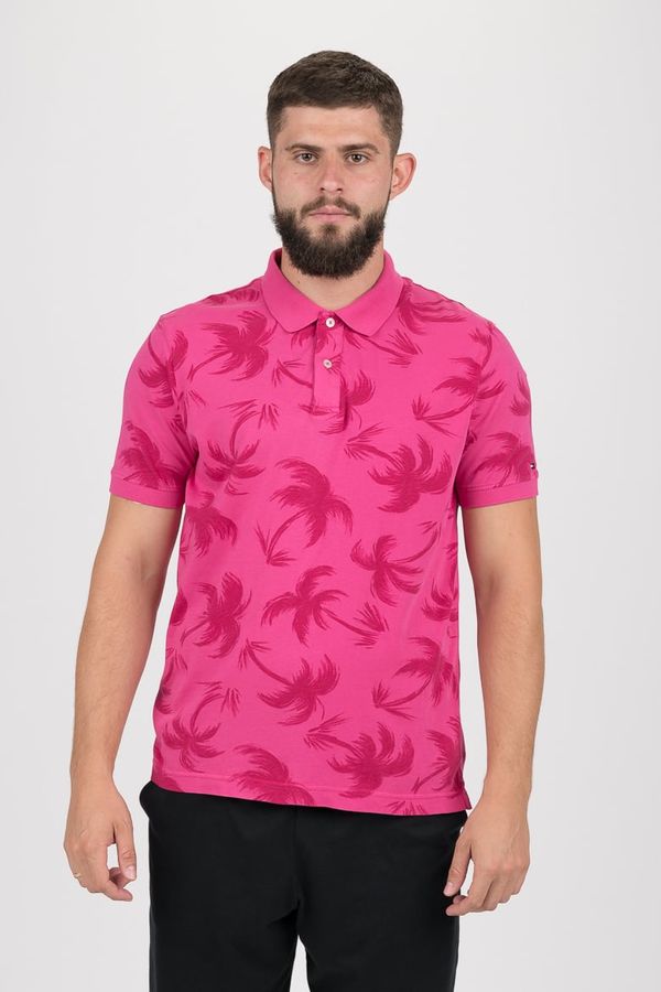 TOMMY HILFIGER POLO SHIRT - ALLOVER PALM GMD SLIM POLO PINK