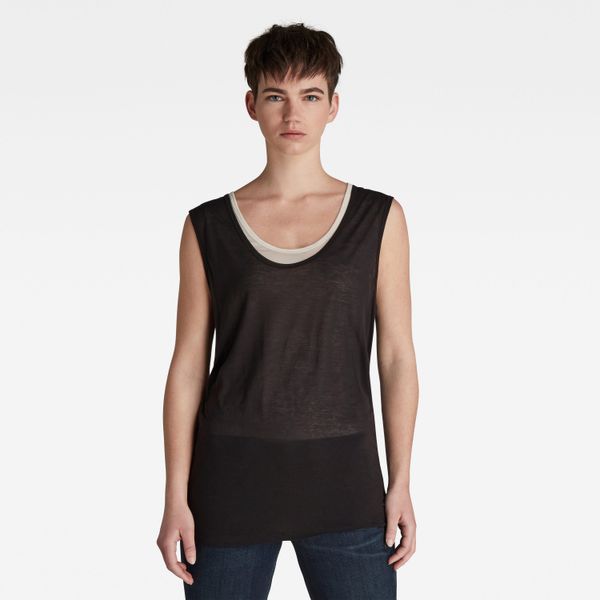 G-STAR TANK TOP - SHEER DOUBLE LAYER TOP TRANSPARENT