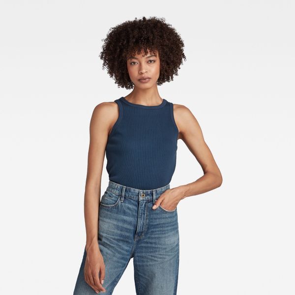 G-STAR TANK TOP - ENGINEERED RIB TANK TOP BLUE