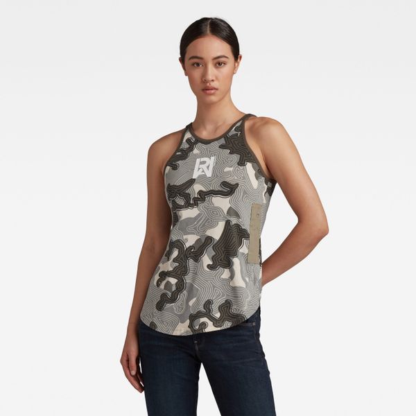 G-STAR TANK TOP - AOP CAMO RAW TANK GREEN