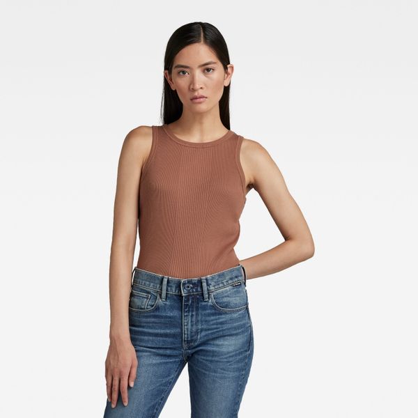 G-STAR TANK TOP - ENGINEERED RIB TANK TOP BROWN