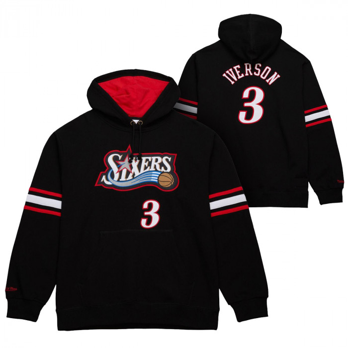 Allen Iverson 3 Philadelphia 76ers 1997 M&N Name & Number Fleece Hoodie duks sa kapuljačom