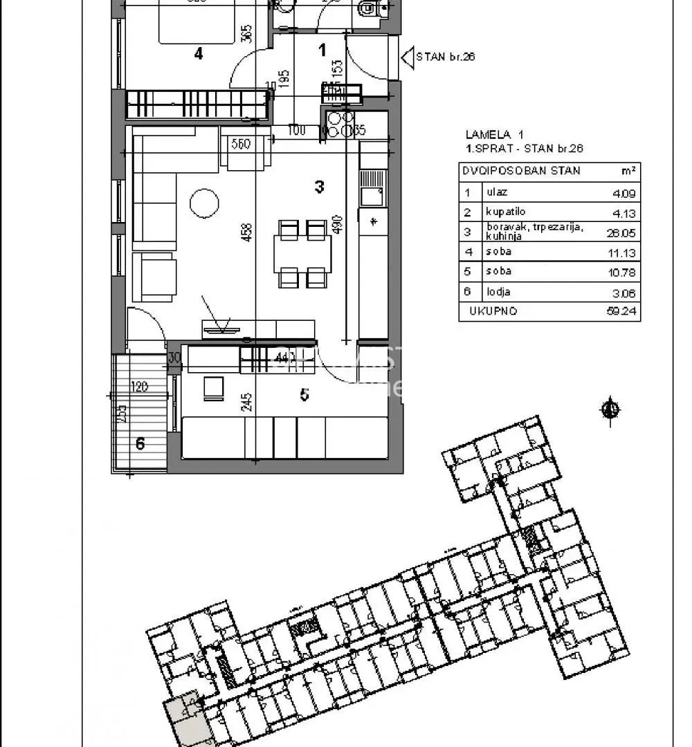 Prodaja, dvosoban stan, 59m2, Mirijevo, Beograd