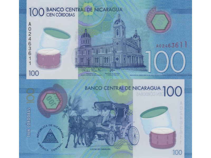 NICARAGUA Nikaragva 100 Cordobas 2015 UNC,P-212 Polymer