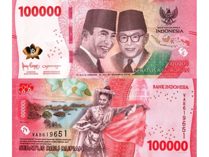 INDONESIA Indonezija 100.000 Rupiah 2022 UNC, P-168