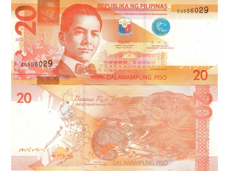 PHILIPPINAS Filipini 20 Peso 2022 UNC, P-206d