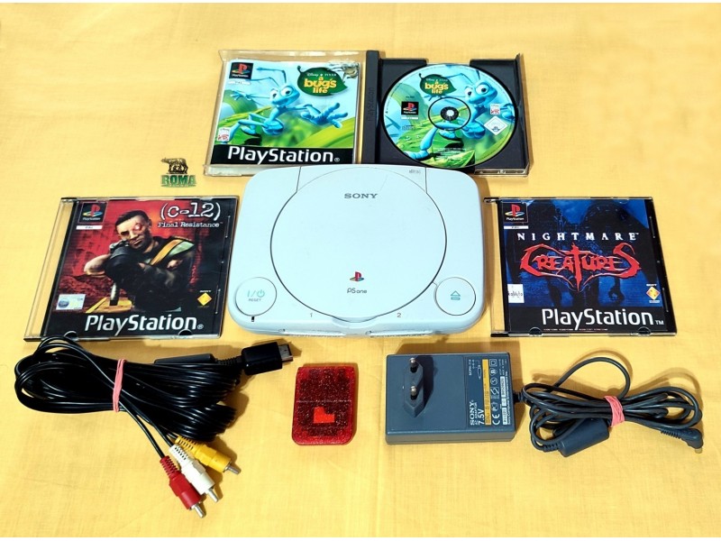 Sony Playstation 1 / Čipovana + Kartica + 3 Igre