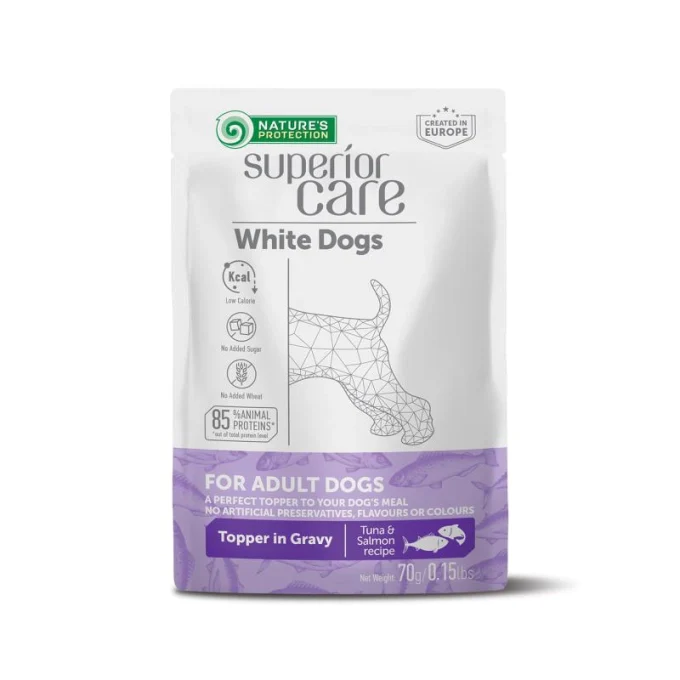 NATURES PROTECTION - SC White Dogs ADULT - POUCH | All Breed Tuna & Salmon 5x70gr