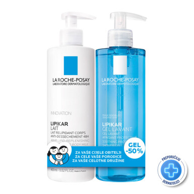 La Roche-Posay Lipikar Lait, 400 ml + Lavante Gel, 400 ml