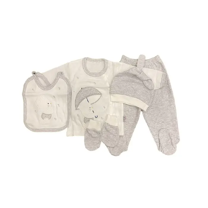 Set za bebe 238938, 5 delova, Sivo-beli