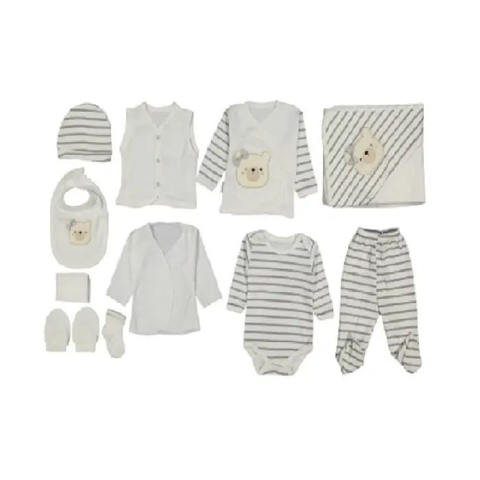 Set za bebe 233854, 10 delova, Sivo-beli