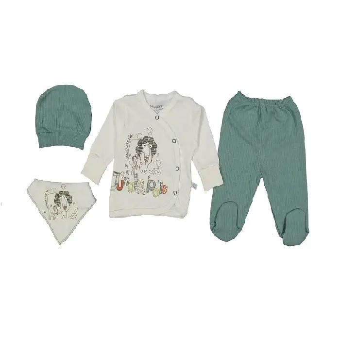 Set za bebe 235866, 5 delova, Zeleno-beli