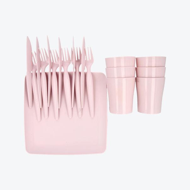 DUE ESSE Set za piknik 24 dela plastika roze