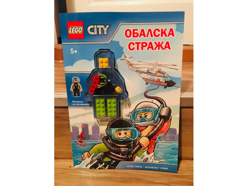 NOVA LEGO knjiga LEGO CITY Obalska straža i figurca gra