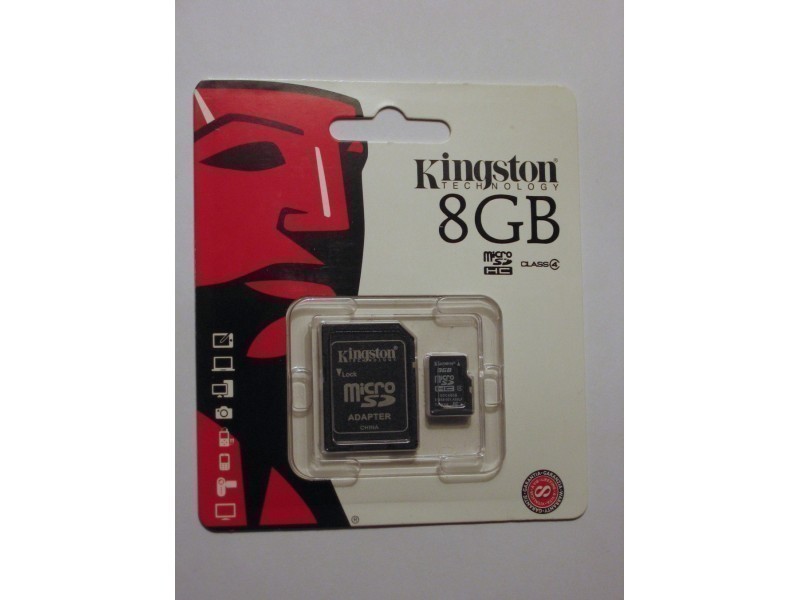 Kingston Micro SDHC 8GB +SD adapter klasa 4 novo